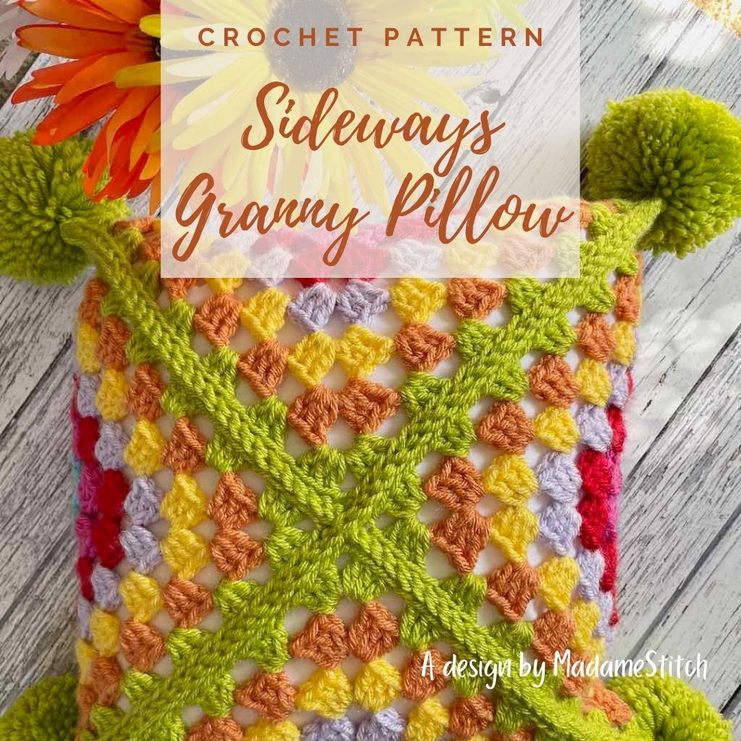 sideways granny square pillow pattern | MadameStitch