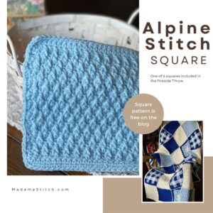 A beautiful crochet alpine stitch afghan square | MadameStitch