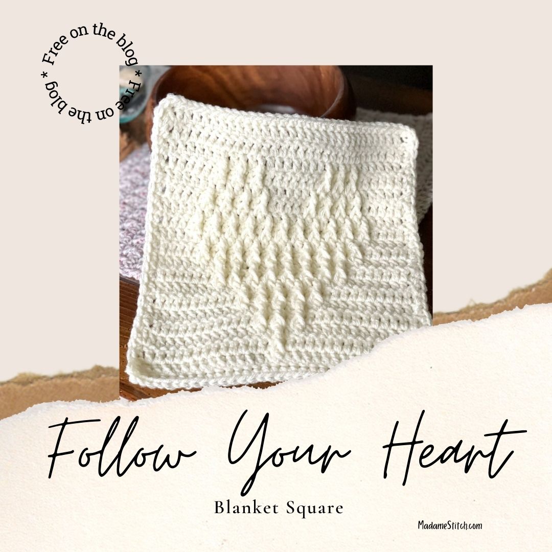 This beautiful crochet textured square is straight from the heart ...