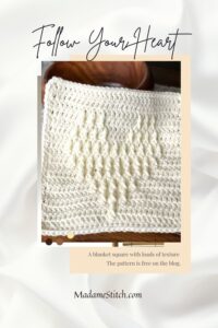 This beautiful crochet textured square is straight from the heart ...